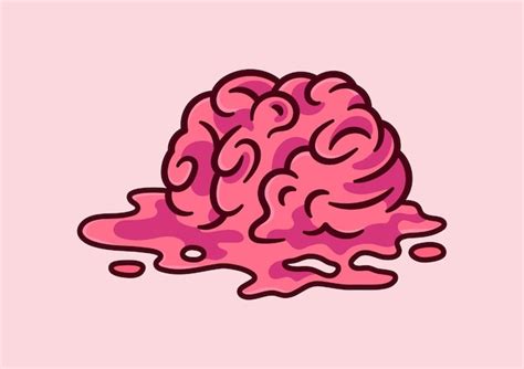 Ilustração Vetorial De Cérebro Derretido Em Estilo De Desenho Animado