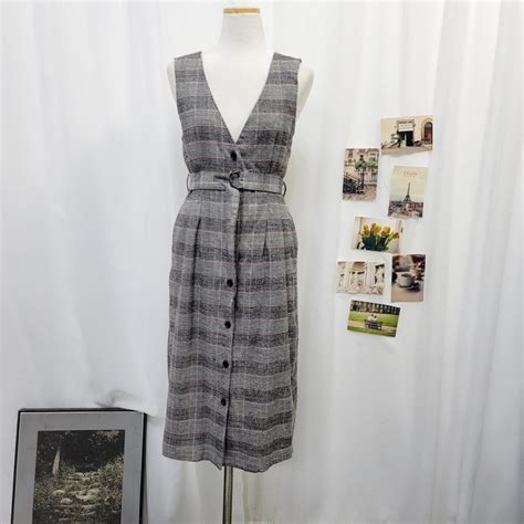 브이넥 허리벨트 체크 레이어드 롱 원피스 여f 헬로마켓