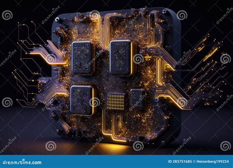 Abstract Circuit CPU Motherboard Design Digital Art Stock Illustration Illustration Of