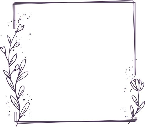 Minimalist Floral Frame With Hand Drawn Leaf And Shape Simple Floral Border 20639793 Png