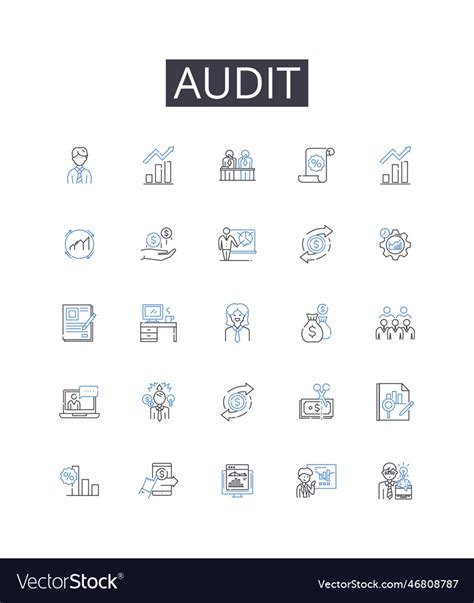 Audit Line Icons Collection Checkup Verification Vector Image