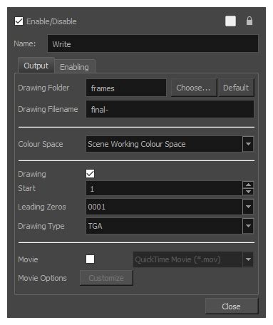 Harmony 20 Premium Documentation Write Node