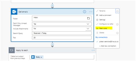 Microsoft Flow Peek Code