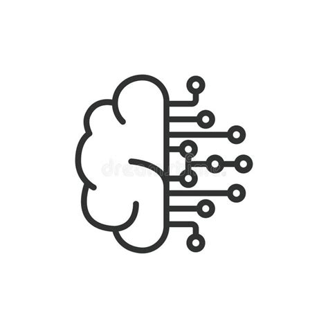 Brain Digitalization Icon In Line Design Brain Digitalization