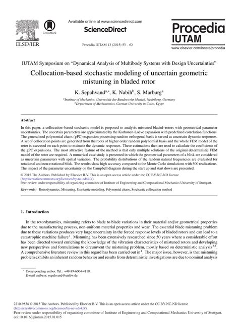 Pdf Collocation Based Stochastic Modeling Of Uncertain Geometric Mistuning In Bladed Rotor
