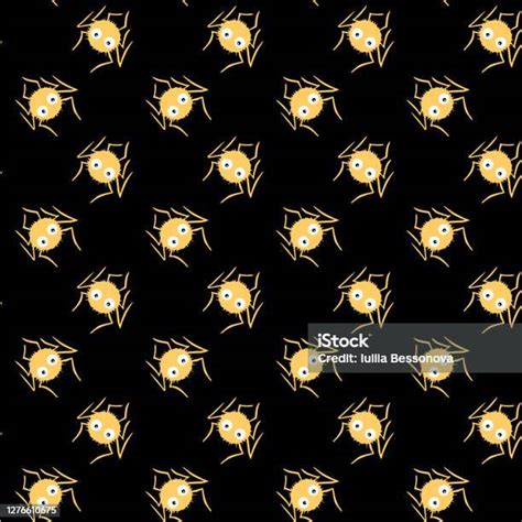 눈과 귀여운 작은 거미의 매끄러운 패턴 할로윈 벡터 배경과 텍스처 고립된 손으로 그린 일러스트레이션 0명에 대한 스톡 벡터 아트 및 기타 이미지 Istock