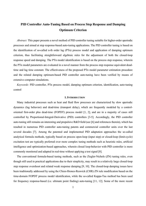 pdf pid controller auto tuning based on process step response and