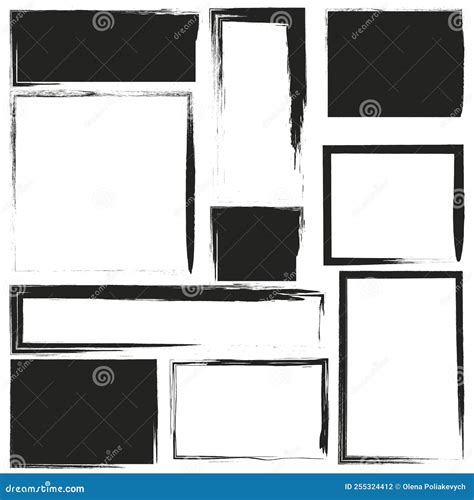 Brush Rectangles Frames Edge Frame Hand Drawn Style Vector Illustration Stock Image Stock