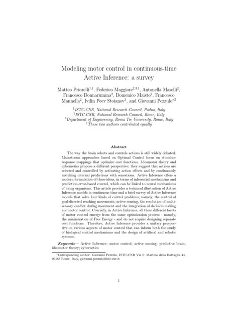 2023 Modeling Motor Control In Continuous Time Active Inference A