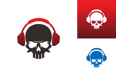 해골 음악 로고 템플릿 디자인 벡터 엠블럼 디자인 개념 창조적 인 기호 아이콘 헤드폰에 대한 스톡 벡터 아트 및 기타 이미지 헤드폰 로고 두개골 Istock