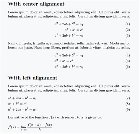 How Do You Set The Equation To Left Alignment In Latex