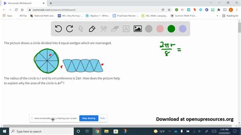Solved The Picture Shows A Circle Divided Into 8 Equal Wedges Which Are Rearranged The Radius