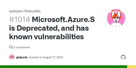 Microsoftazuresearch Is Deprecated And Has Known Vulnerabilities · Issue 1014 · Statiqdev
