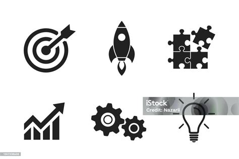 Aim Growth Chart Lightbulb And Rocket Stock Illustration Download Image Now Icon Symbol