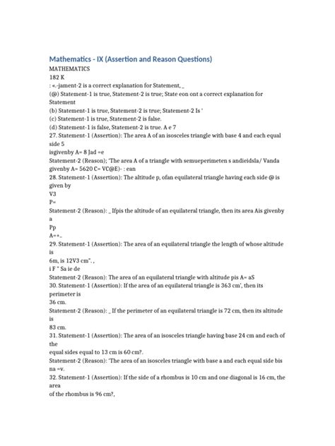 Assertion Reason Questions Pdf
