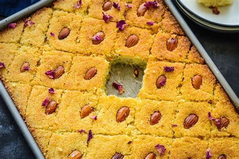 Basbousa Middle Eastern Semolina Coconut Cake Recipe Banana