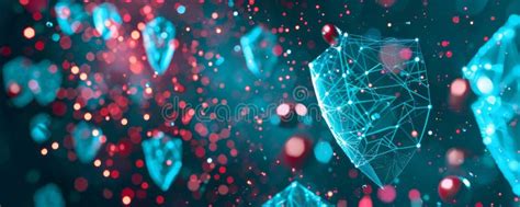 Digital Defense Concept With Glowing Cybersecurity Shields And Network Structure In A Dark