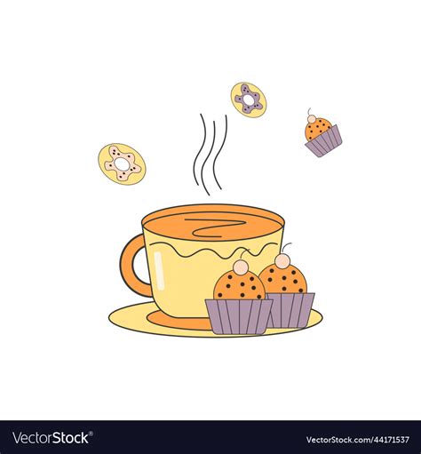 A Cup Of Tea Pie Style Duddle Royalty Free Vector Image