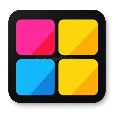 Modern App Icon Design Featuring Vibrant Cmyk Colors On A Black Background Showcasing A