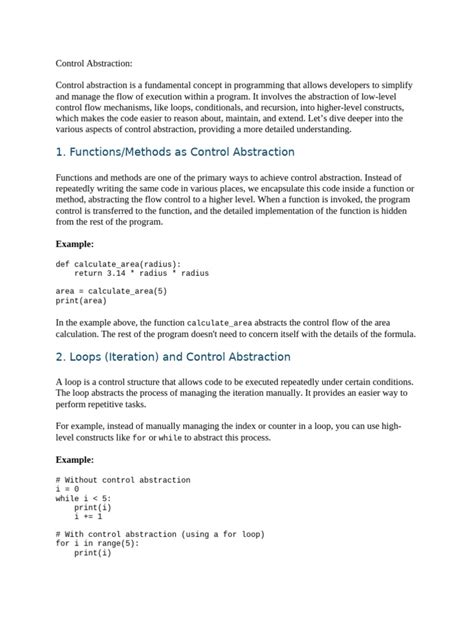 Control Abstraction Pdf Abstraction Computer Science Method