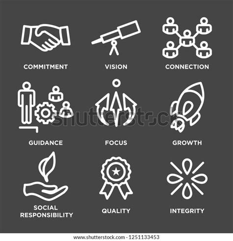 Core Values Outline Line Icon Conveying Stock Vector Royalty Free Shutterstock