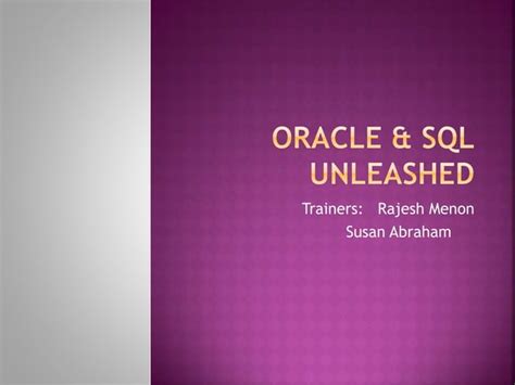 oracle sql unleashed ppt
