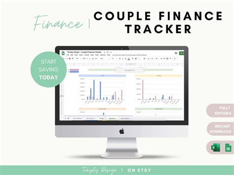Couple Finances Tracker Monthly Budget Expenses Tracker Finances Planner Weekly Budget
