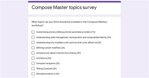 Compose Master Topics Survey Halina Ciccone