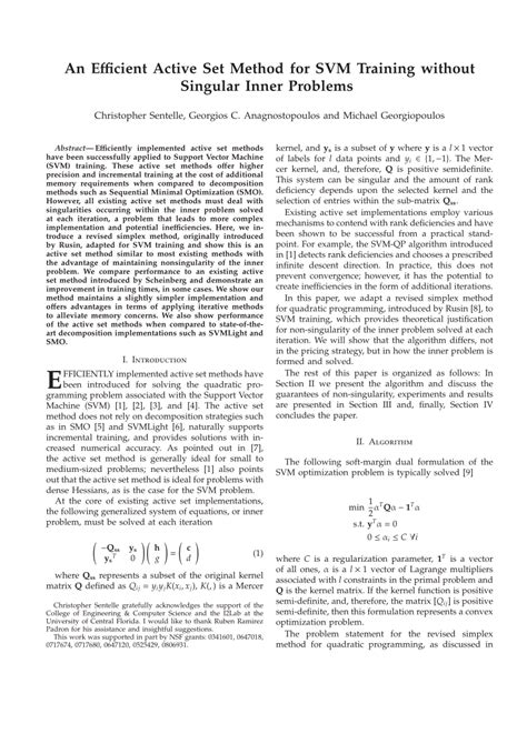 pdf an efficient active set method for svm training without singular