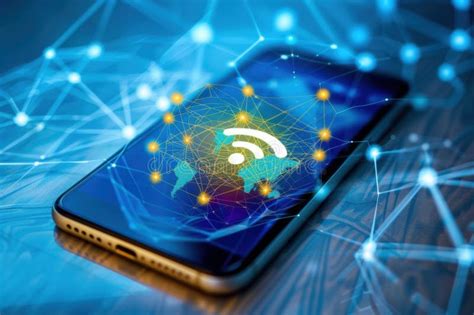Mobile Data Network Concept With Futuristic Wireless Technology And