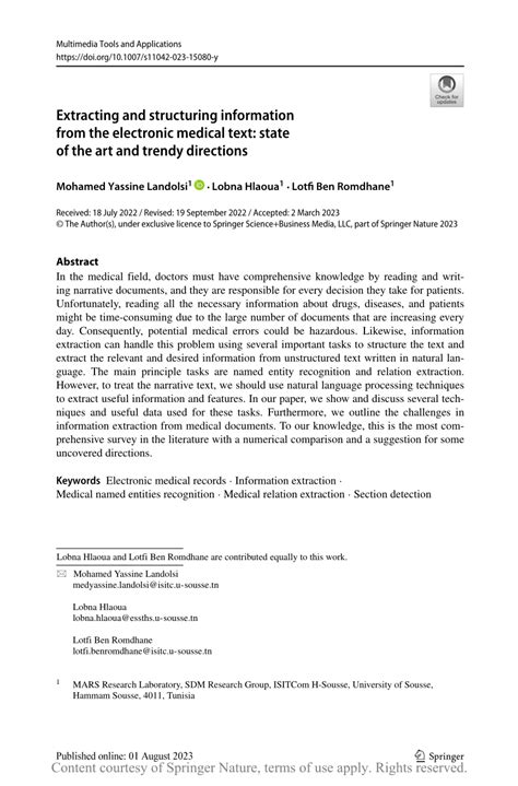 extracting and structuring information from the electronic medical text state of the art and