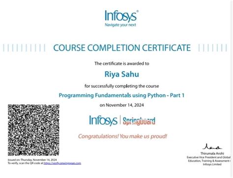 Riya Sahu On Linkedin Infosys Pythonprogramming Programmingfundamentals