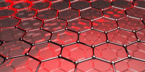 Graphene Molecular Nano Technology Structure On A Red Background 3d Rendering Stock