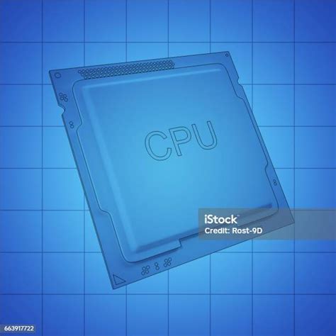 파란색 배경 3d 렌더링에 Cpu 블루 인쇄 얇은 선 그림 검은 개요 기호 Cpu에 대한 스톡 사진 및 기타 이미지 Cpu 개념 공학 Istock