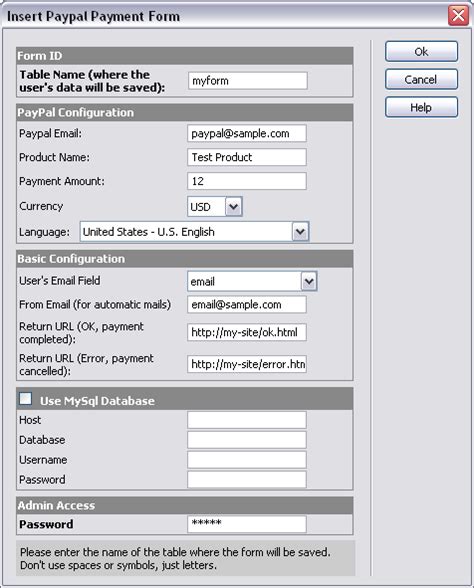 Paypal Payment Form Paypal Payment Form