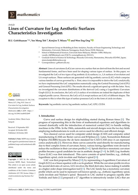 Pdf Lines Of Curvature For Log Aesthetic Surfaces Characteristics Investigation