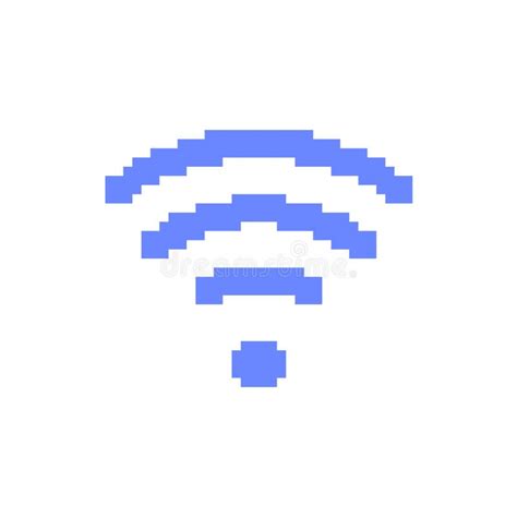 Pixelated Wi Fi Signal Icon In Blue Retro Pixel Art Of A Wireless Internet Symbol With A Simple
