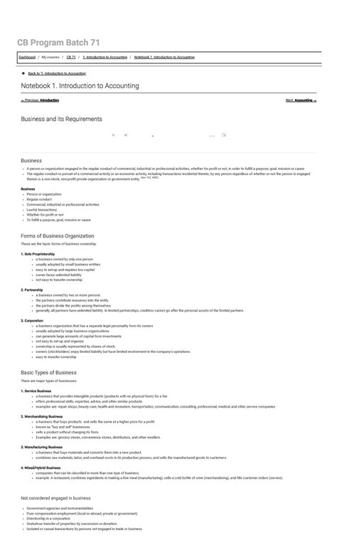 Notebook 1 Summary Fundamentals Of Accounting Part I Cb Program