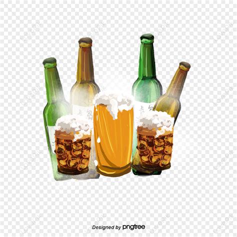 맥주 일러스트 술병 술잔 거품맥주병맥주 축제와인 병 Png 일러스트 무료 다운로드 Lovepik