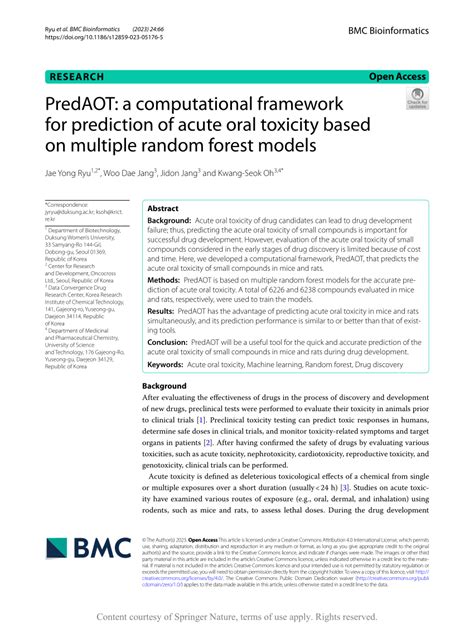 Pdf Predaot A Computational Framework For Prediction Of Acute Oral Toxicity Based On Multiple