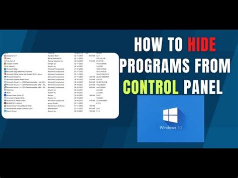 How To Hide Programs In Control Panel YouTube