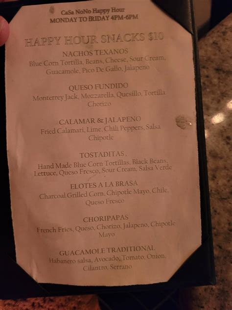 Menu At Casa Nono Restaurant New York City