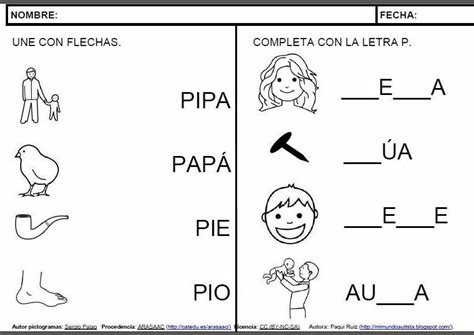 Actividades De Lectoescritura Con La Letra P Infocivica