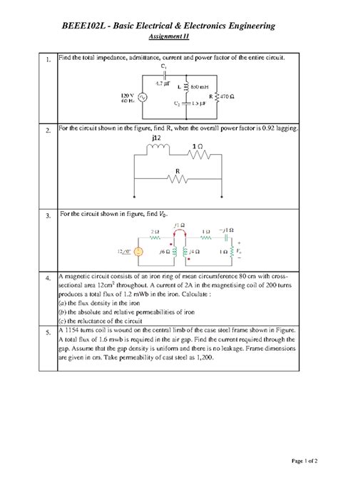 Beee102l Basic Electrical Engineering Assignment Ii Solutions Studocu