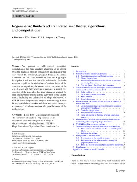 pdf isogeometric fluid structure interaction theory algorithms and