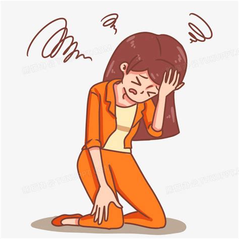 卡通手绘职场女性烦恼烦躁表情PNG图片素材下载 手绘PNG 熊猫办公