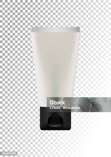 벡터 빈 바디 로션 크림 스크럽 화장품 튜브에 대 한 검은 뚜껑 화이트 패키지 플라스틱 용기 백색 투명 한 배경에 고립의 현실