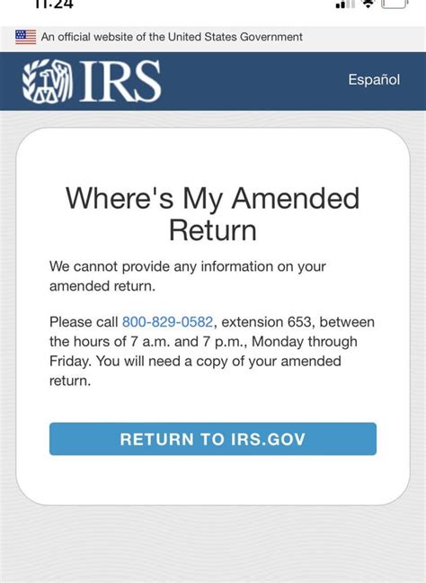 Amended Return R Irs