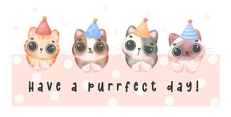 다양한 품종의 귀여운 재미 있은 새끼 고양이 고양이는 파티 모자 수채화 일러스트 배너를 착용합니다 0명에 대한 스톡 벡터 아트 및 기타 이미지 Istock