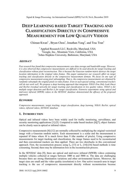 Deep Learning Based Target Tracking And Classification Directly In